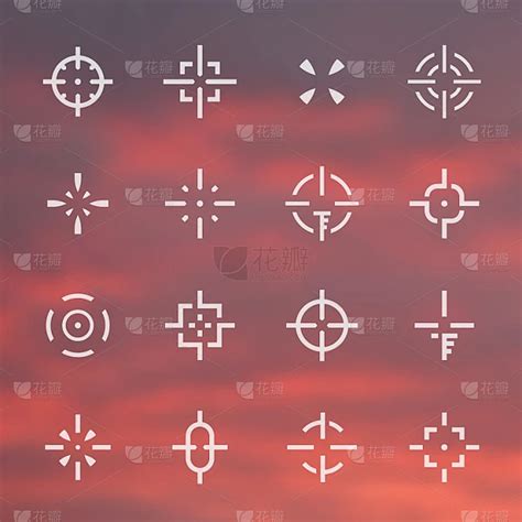 瞄准线设置，不同的视线，界面和游戏设计元素素材 花瓣网