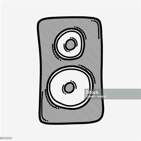 揚聲器塗鴉向量圖示繪製草圖插圖手工繪製線 Eps10向量圖形及更多器材圖片 器材 噪音 墨水 Istock