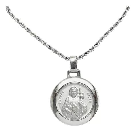 Colar Corrente Baiano E Medalha Redonda São Judas Tadeu Aço
