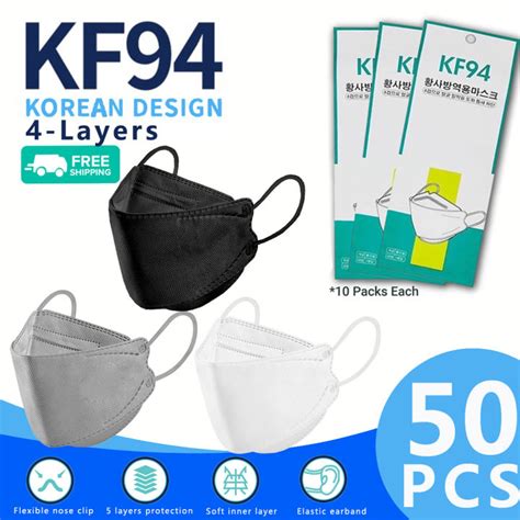 （free Shipping）mask 4ply 50pcs Kf94 Mask Korea Certified White Face