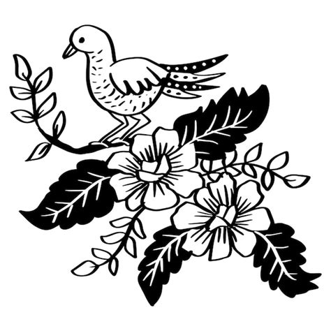 Premium Vector Bird And Floral Doodle Ornament Illustration