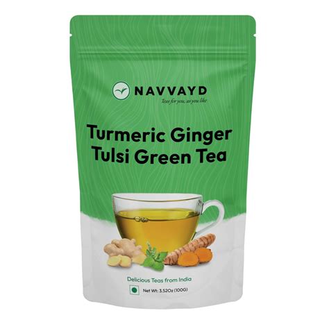 Navvayd Turmeric Ginger Tulsi Green Tea 352 Oz 100 Gm