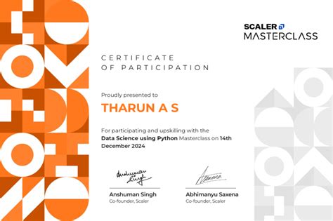 Tharun A S On Linkedin Certificate Data Science Using Python