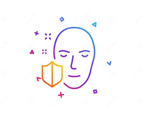 Face Detection Protected Line Icon Secure Access Sign Vector Stock