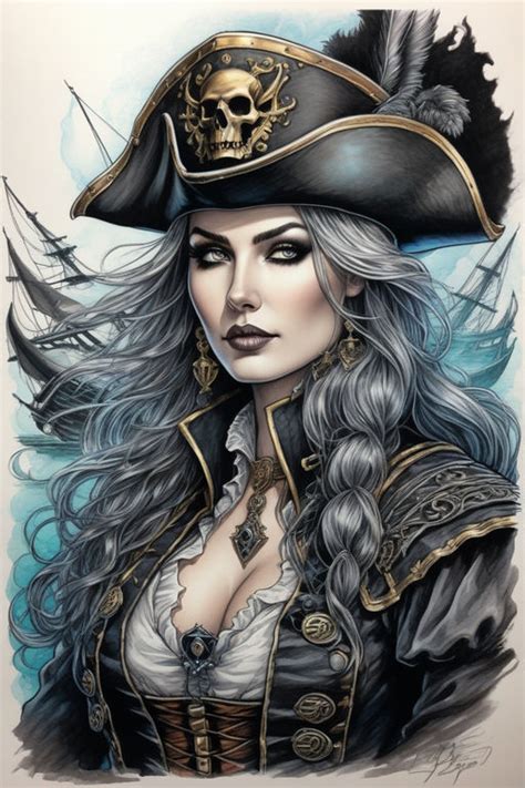 Beautiful Irresistible Female Ghost Pirate Captain Of A Pira By