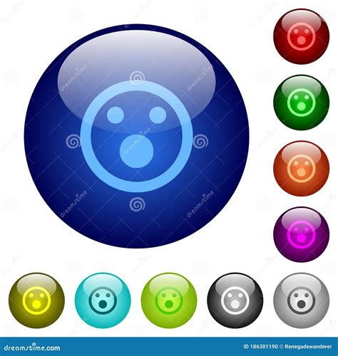 Color Shocked Emoticon Glass Buttons Stock Vector Illustration Of Feeling Humor
