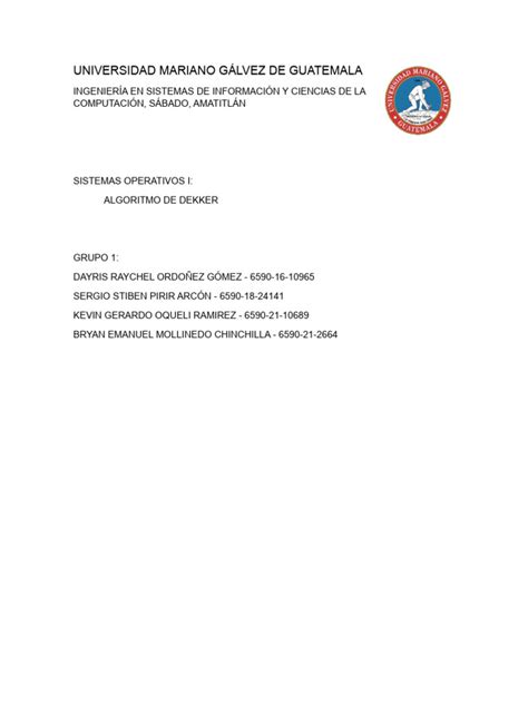Informe Algoritmo De Dekker Pdf Algoritmos Informática