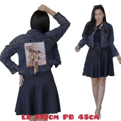 Efs Jaket Wanita Jeans Crop Oversize Pita Jacket Denim Murah Kekinian