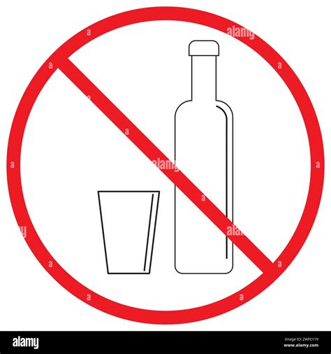 Illustration With Black Bottle Glass Ban Sign Forbidden Mark
