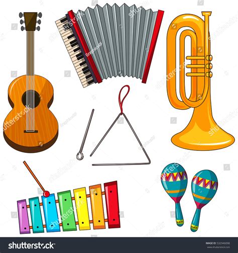 Different Types Musical Instruments Illustration Stock Vector Royalty