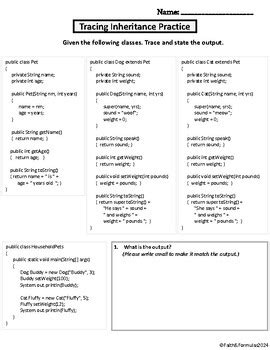 Tracing Inheritance AP Computer Science A By Binary Addition TpT