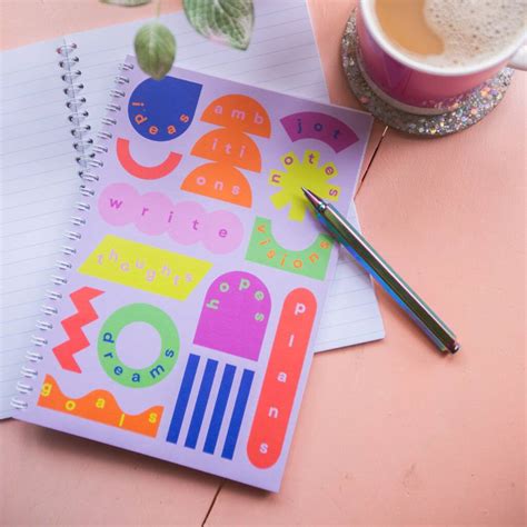 Colourful Bold Pattern A5 Notebook Journal Bright Stationery By Nina