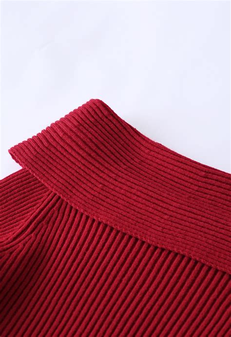 Courtly Off Shoulder Knit Top In Red Retro Indie And Unique Fashion