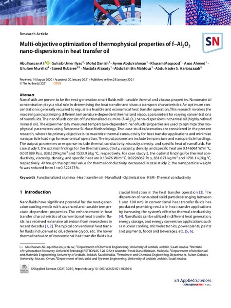 Pdf Multi Objective Optimization Of Thermophysical Properties Of F