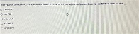 Solved The Sequence Of Nitrogenous Bases On One Strand Of