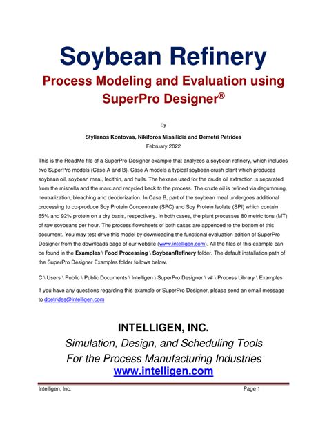 pdf soybean refinery process modeling and techno economic