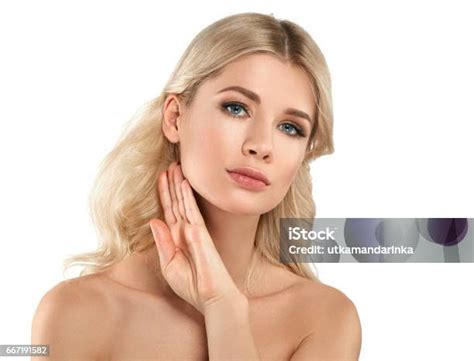 Beautiful Woman Blond Face Portrait Beautiful Spa Model Girl With