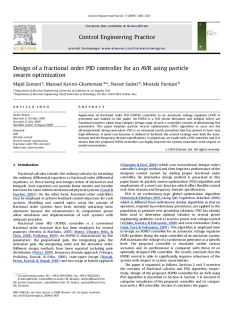 pdf design of a fractional order pid controller for an avr using
