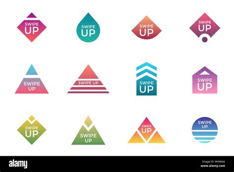 Swipe Up Button Icon Set Application And Social Network Scroll Arrow