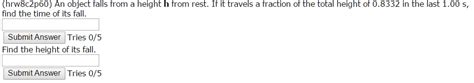 Solved Hrw C P An Object Falls From A Height H From Chegg