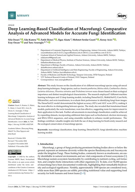 Pdf Deep Learning Based Classification Of Macrofungi Comparative