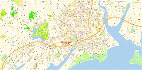 Bridgeport Pdf Map Vector Connecticut Exact City Plan Detailed Street