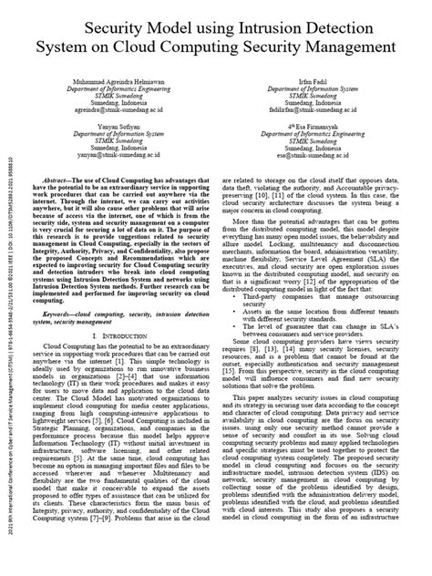 security model using intrusion detection system on cloud computing