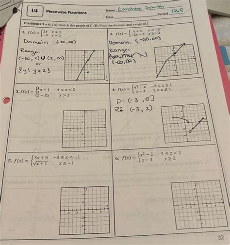 Solved 14 Piecewise Functions 1 Fx 3 X 1 2x X 1