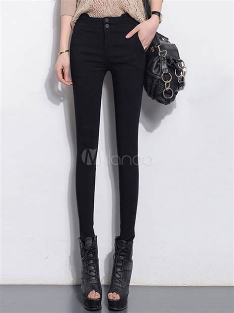 Skinny Noir Pantalon Chic Taille Haute Pantalon Serré Pour Les Femmes