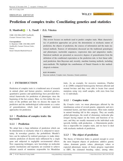 Pdf Prediction Of Complex Traits Conciliating Genetics And Statistics