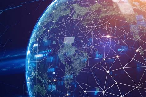 Global Network Connection Depicted Through Dotted Earth And Digital