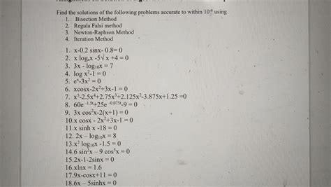 Solved Ind The Solutions Of The Following Problems Accurate