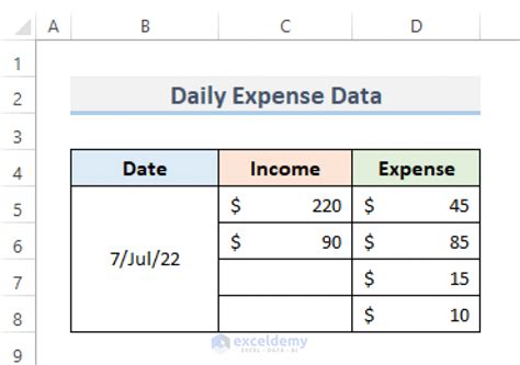 How To Create Daily Expense Sheet Format In Excel With Easy Steps