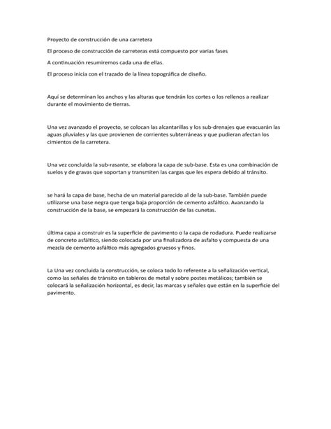 Proyecto de construcción de una carretera