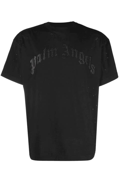 Palm Angels Glittered Logo Classic Tee Clothing From Circle Fashion Uk