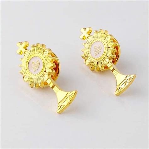 Holy Eucharist Lapel Pin Brooch Gold Plated For Lay Minister And Can
