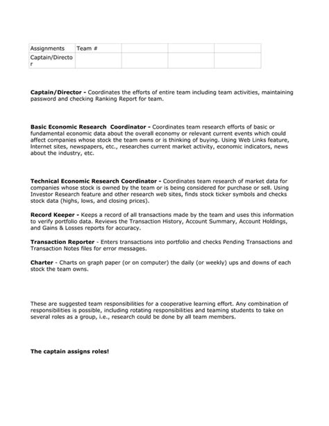 Team Assignments Pdf