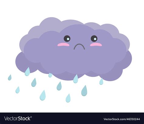 Sad Cute Raining Cloud Royalty Free Vector Image