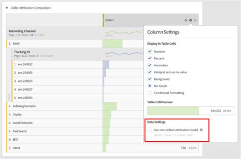 Column Settings Adobe Customer Journey Analytics
