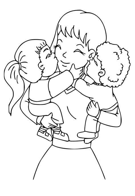 Free Printable Mom Kiss Coloring Page Sheet And Picture For Adults And