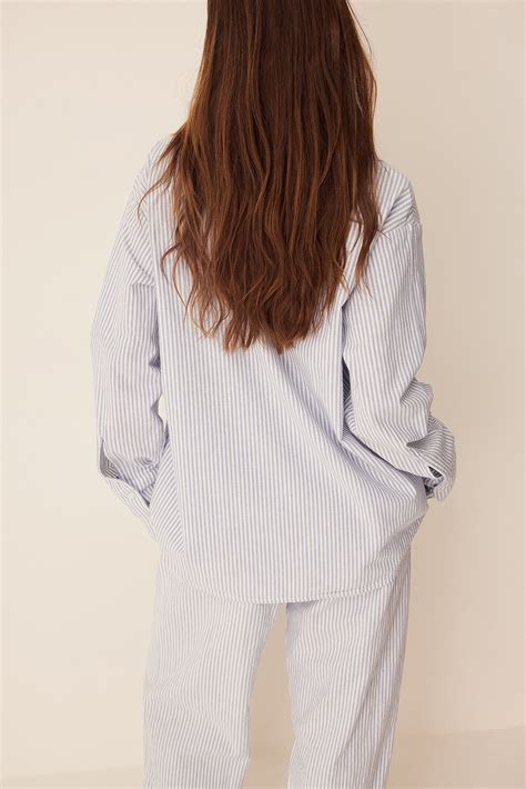 Striped Oversized Shirt Blue Na Kd