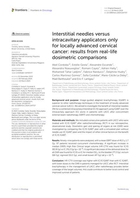 Pdf Interstitial Needles Versus Intracavitary Applicators Only For