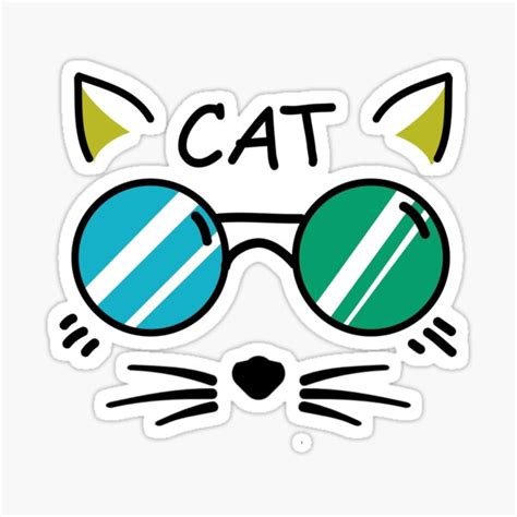 Funny Cat Face With Funky Glasses Sticker For Sale By Zart 1 Redbubble