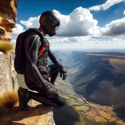 Base Jumping Off A Cliff Stock Illustration Illustration Of Sport