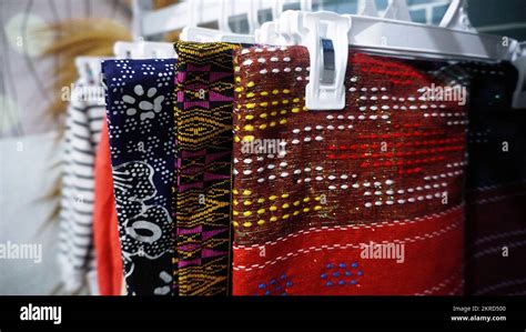 Close Up Ulos Cloth In The Fashion Store Market Ulos Is The