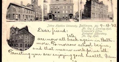 My Baltimore Postcards Johns Hopkins Old Campus In Downtown Baltimore