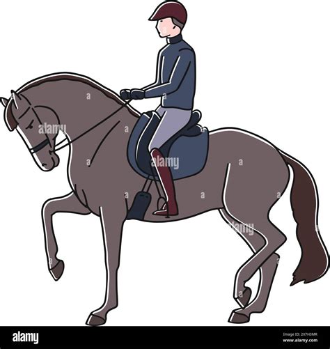 Equestrian Sport Dressage Athlete Riding Horse Stock Vector Image