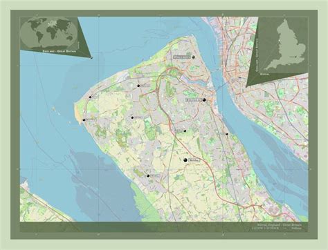 Wirral England Great Britain Osm Labelled Points Of Cities Stock