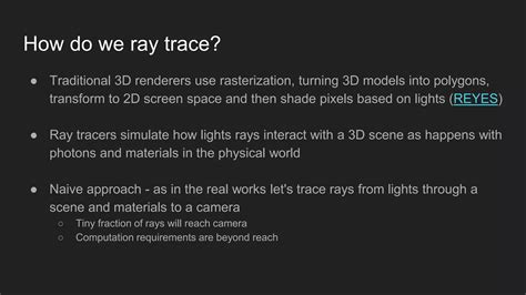 Green Custard Friday Talk 17 Ray Tracing PPT