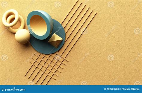 3d Rendering Yellow Background With Geometric Shape Stock Illustration